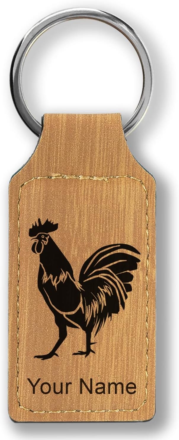 Amazon.com: LaserGram Rectangle Keychain, Rooster, Personalized ...