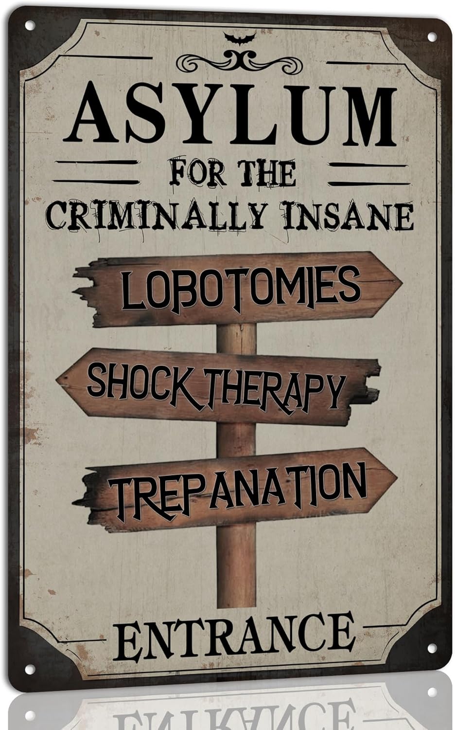 Amazon.com: Asylum Entrance Lobotomies Metal Tin Sign for Bar Cafe ...