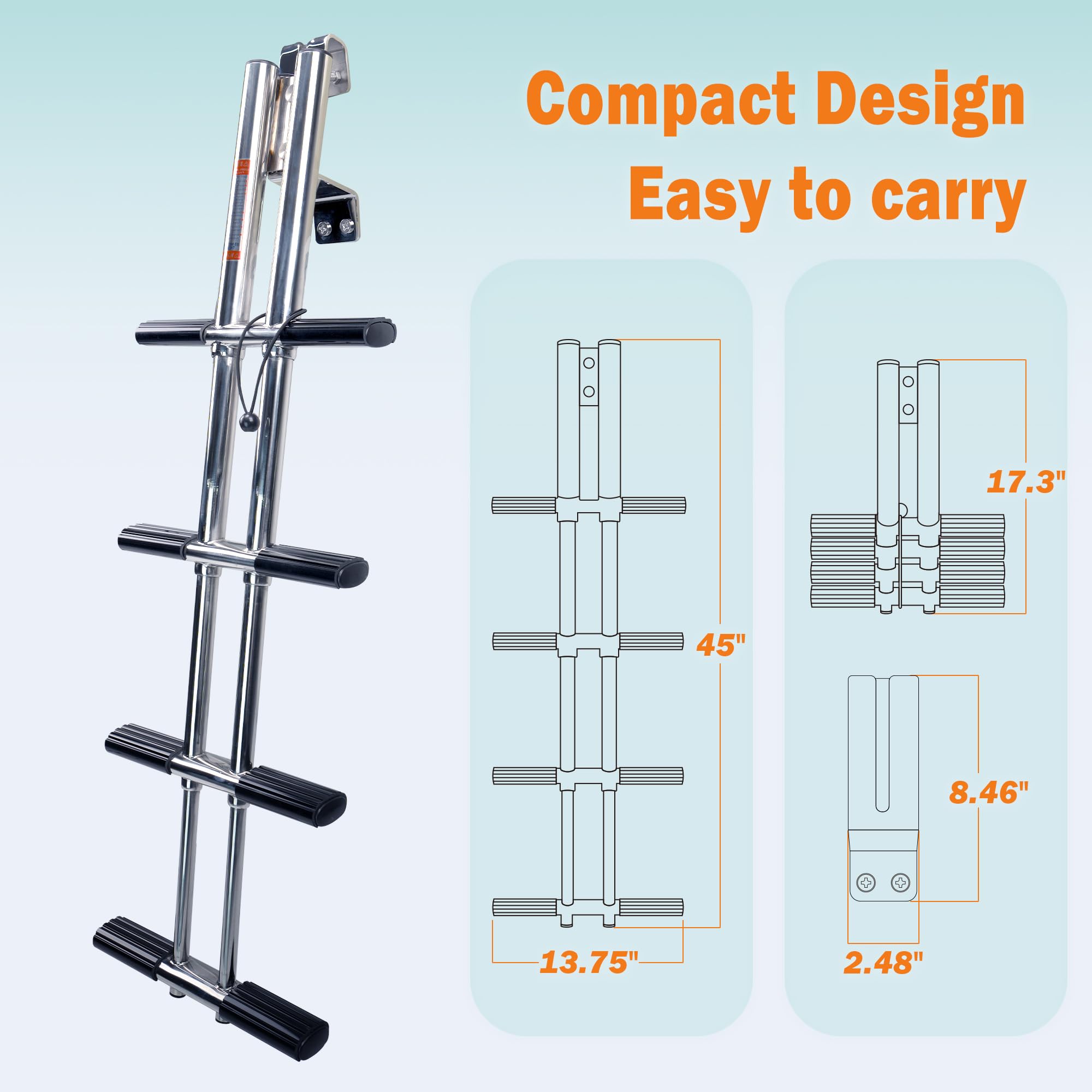 Snapklik.com : XinKunmarine 4 Step Boat Ladder, Stainless Steel Dive ...