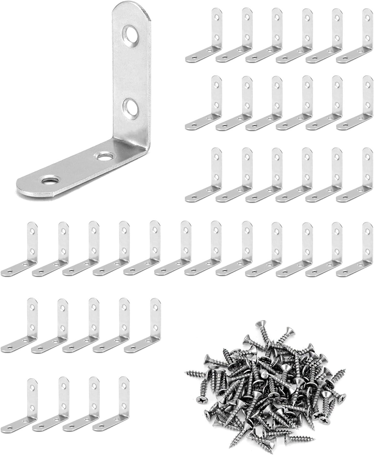 Amazon.com: QWORK Stainless Steel L Brackets for Wood, 40Pcs 16x50mm ...