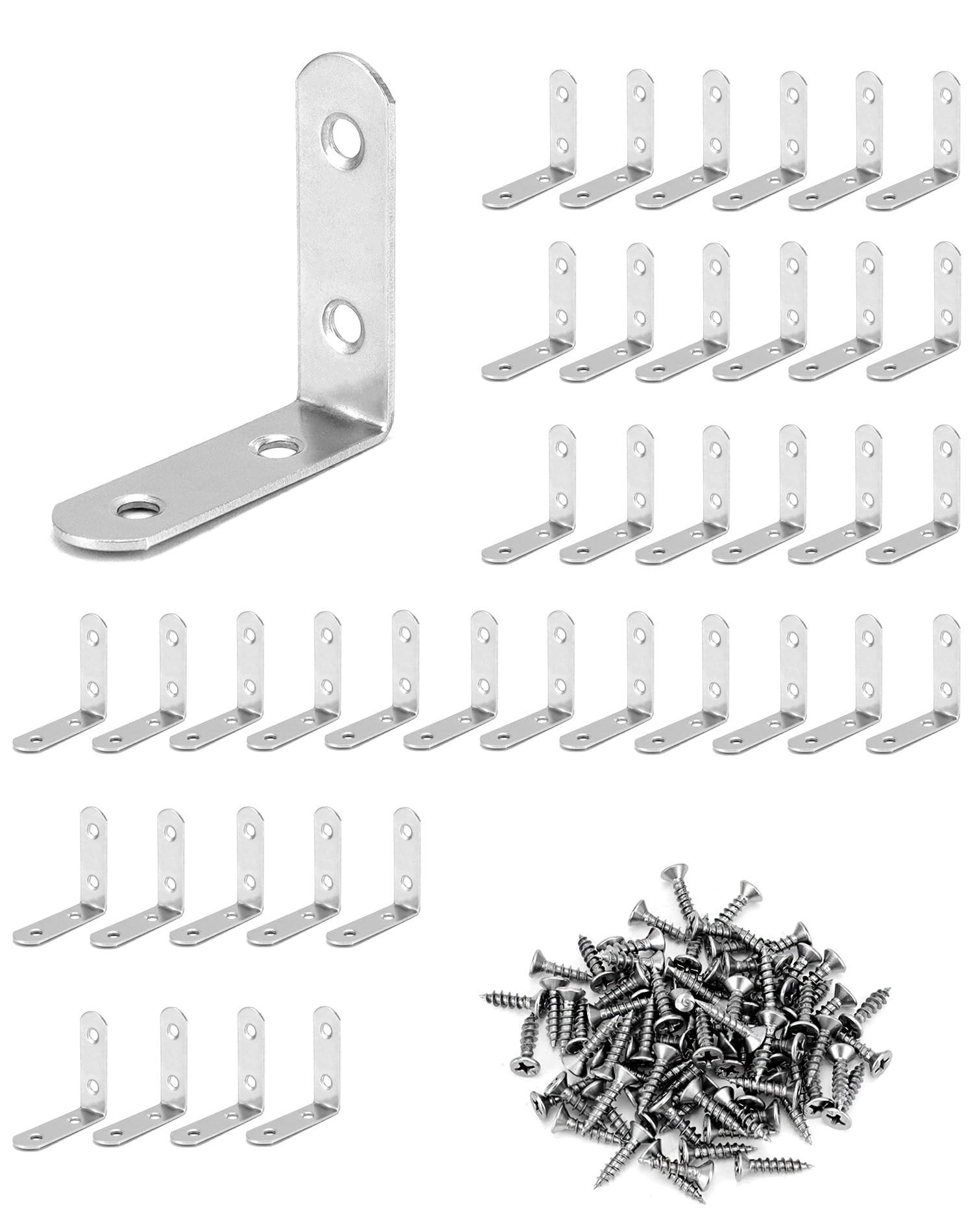 Amazon.com: QWORK Stainless Steel L Brackets for Wood, 40Pcs 16x50mm ...