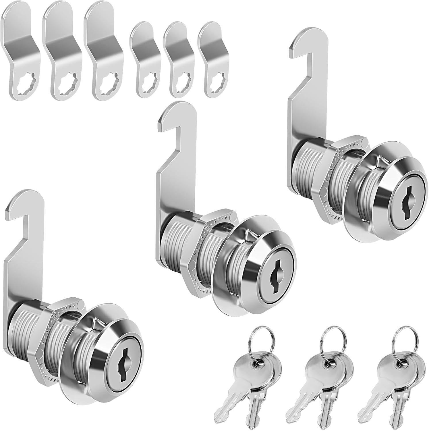 Cabinet Cam Lock Keyed Alike, 1-1/8'' Cam Locks with Keys 3PCS Secure ...