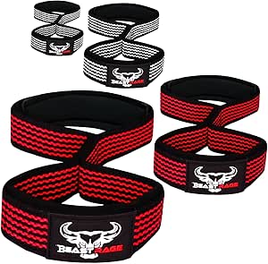 BEAST RAGE Weight Lifting Straps Figure 8 Padded Professional Fitness ...