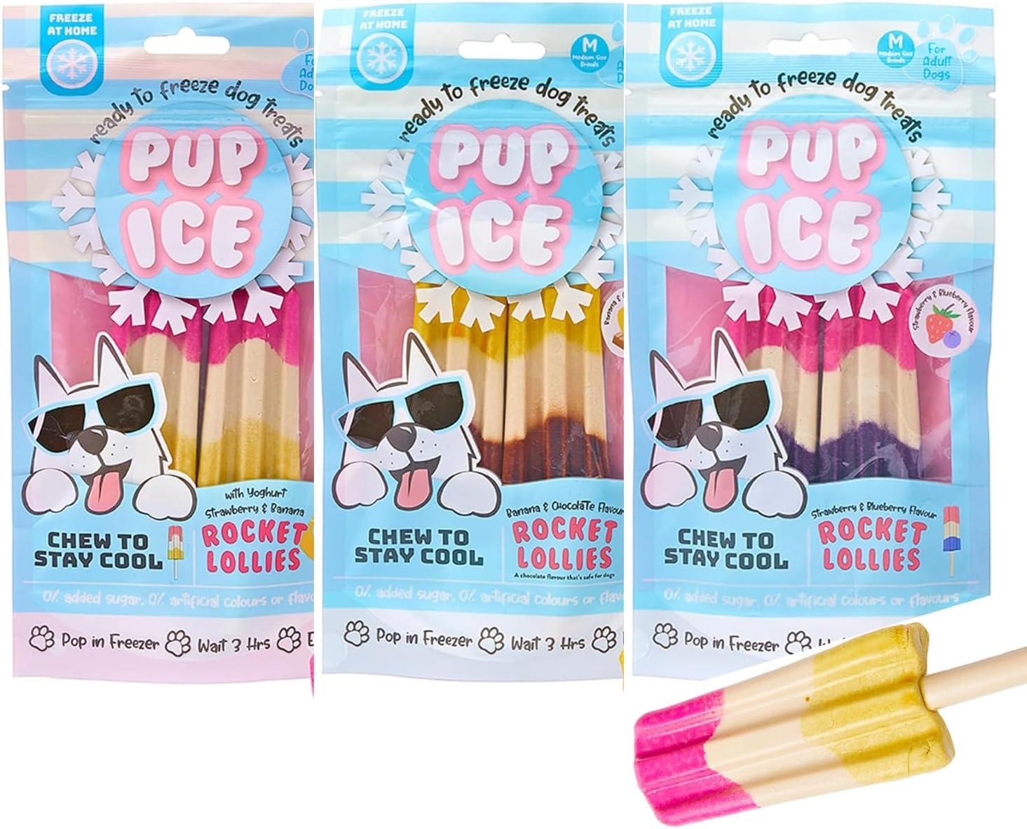 Amazon.com : Spunky Pup Ice Cream Bar Dog Treats, 3 Flavors Pack ...