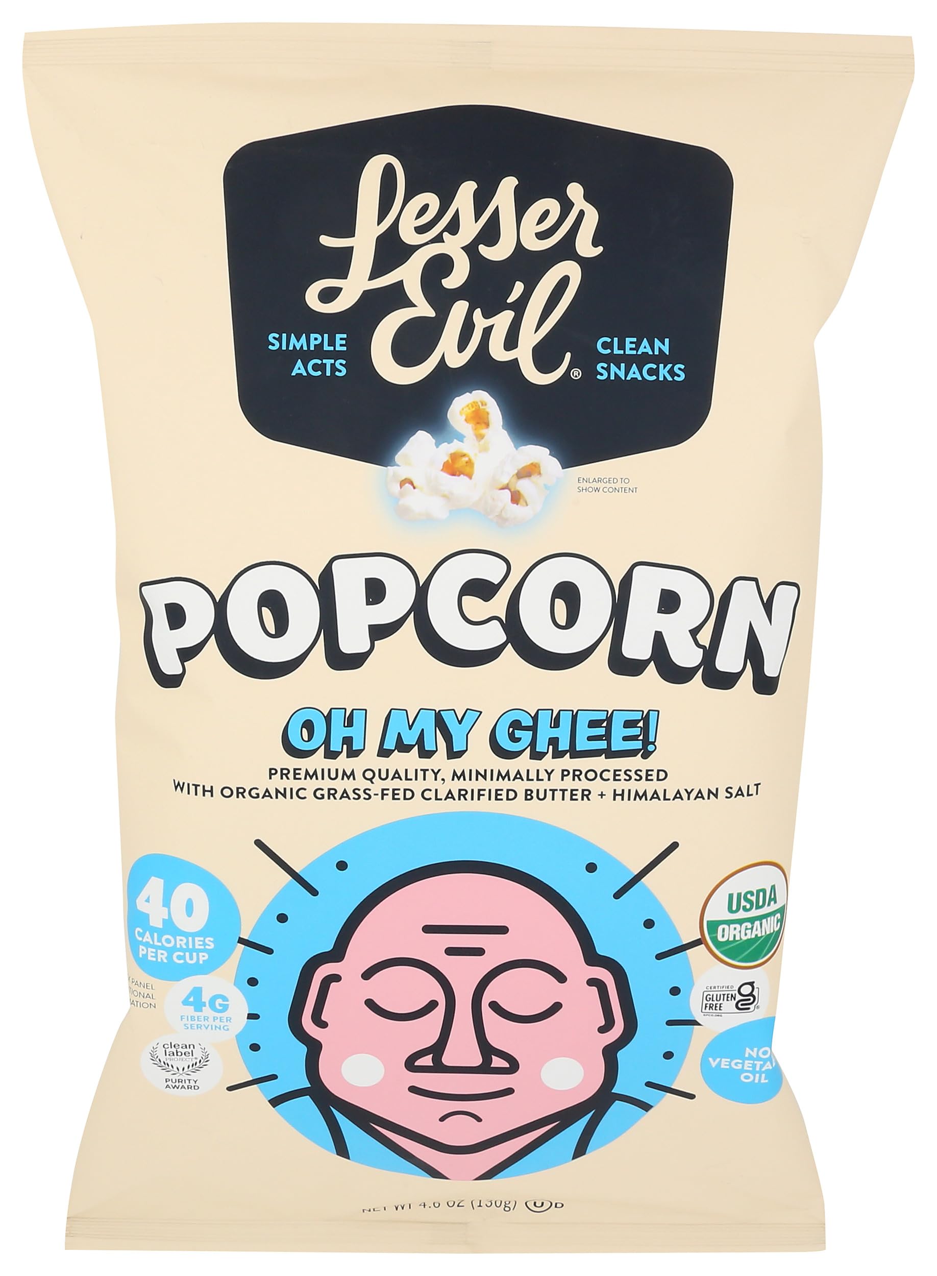 Amazon.com: LesserEvil Oh My Ghee Organic Popcorn, 5 Oz
