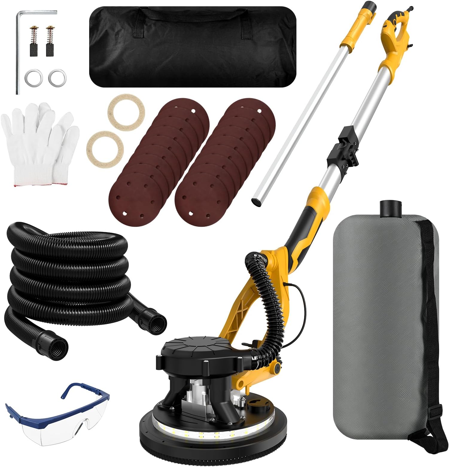 1250W Drywall Sander, 11.5A Electric Drywall Sander with Vacuum Dust ...