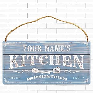 Amazon.com : Personalized Kitchen Sign Rustic Farmhouse Home Wall Art ...