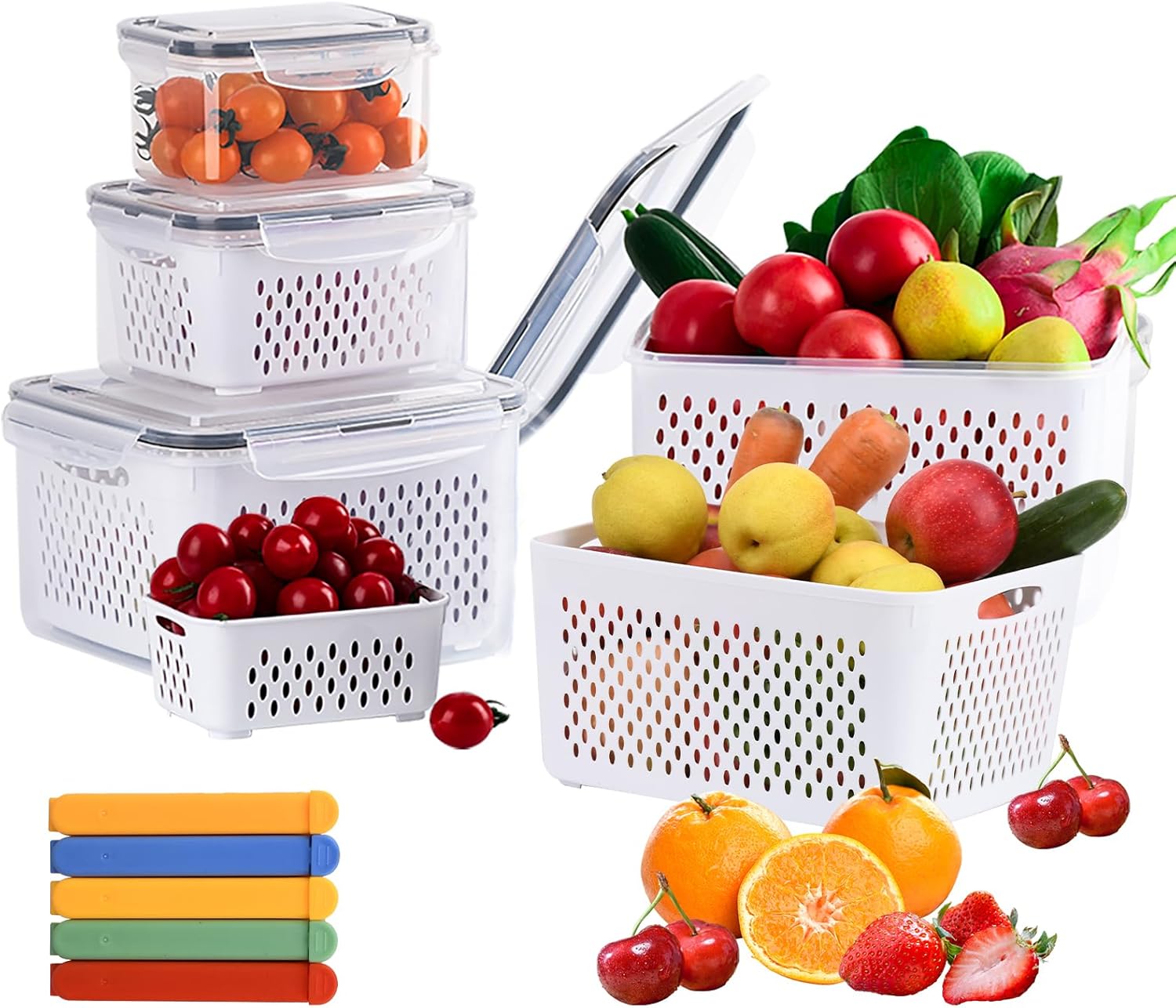 Amazon.com: 5-Pack Fruit Storage Containers for Fridge with 5pcs ...