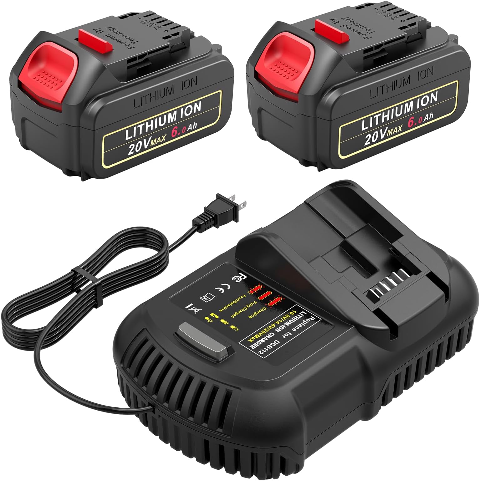 Amazon.com: LILEIPOWER 2Pack 6.0Ah Battery Replacement for Dewalt 20v ...