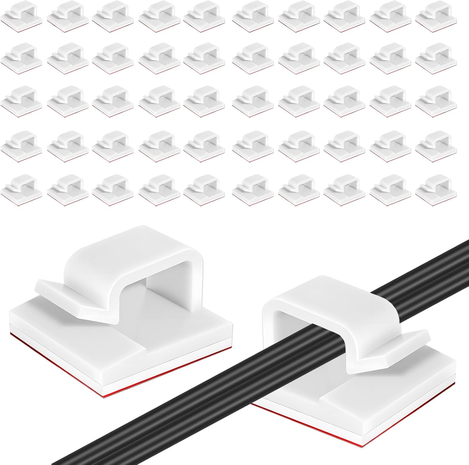 50 Pcs Adhesive Cable Clips, Cord Tidy Clips Organiser with Strong Glue ...