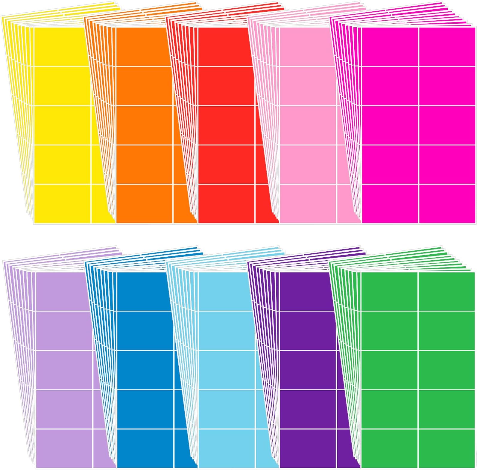 Amazon.com : 500 Pieces Rectangular Colored Labels Stickers 3 x 2 Inch ...