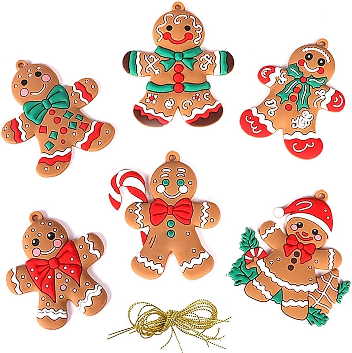 Amazon.com: 6 Pack Gingerbread Man Christmas Ornaments for Christmas ...