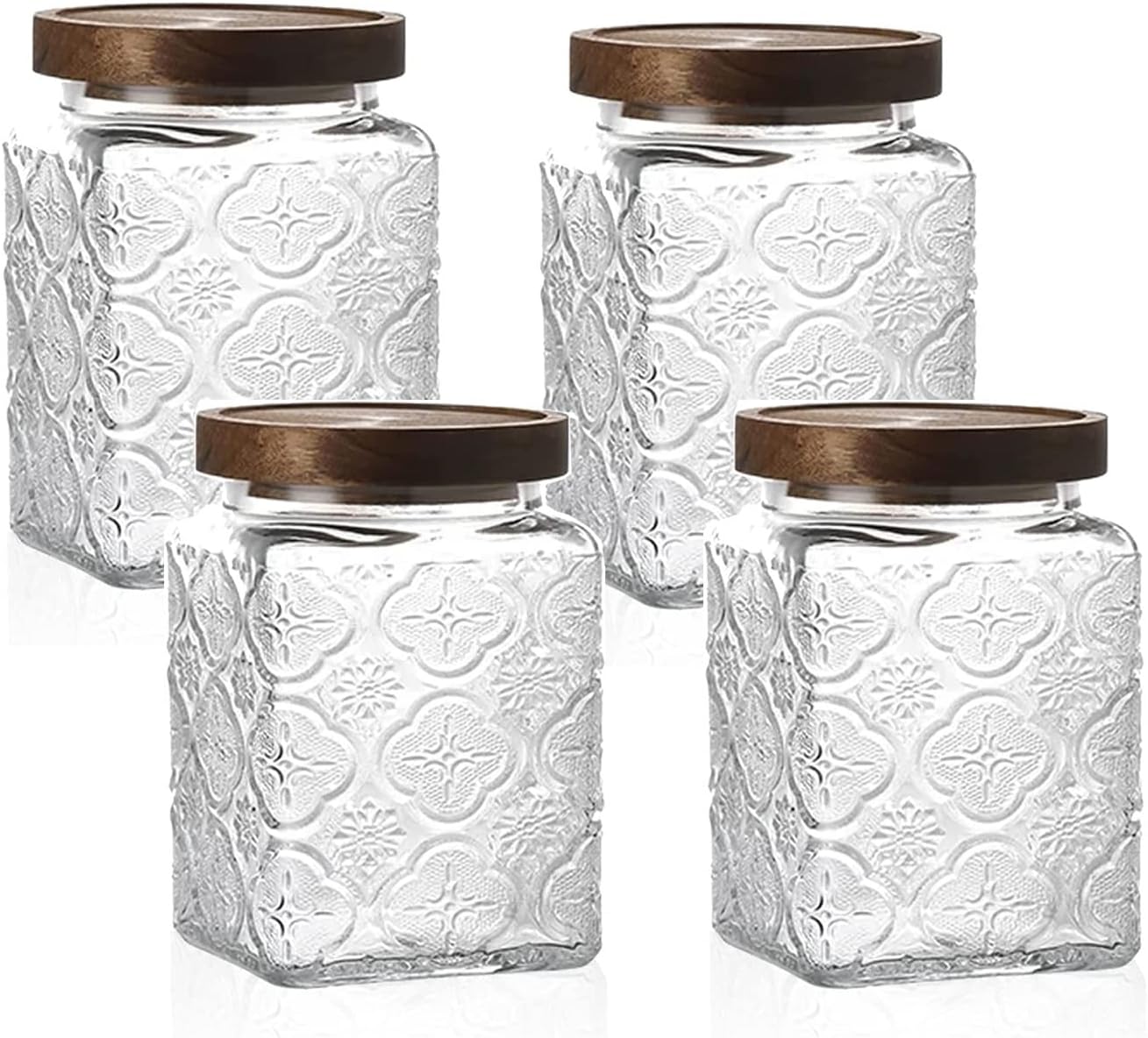 Amazon.com: 4pc Vintage Glass Canister Set with Airtight Lids - For ...