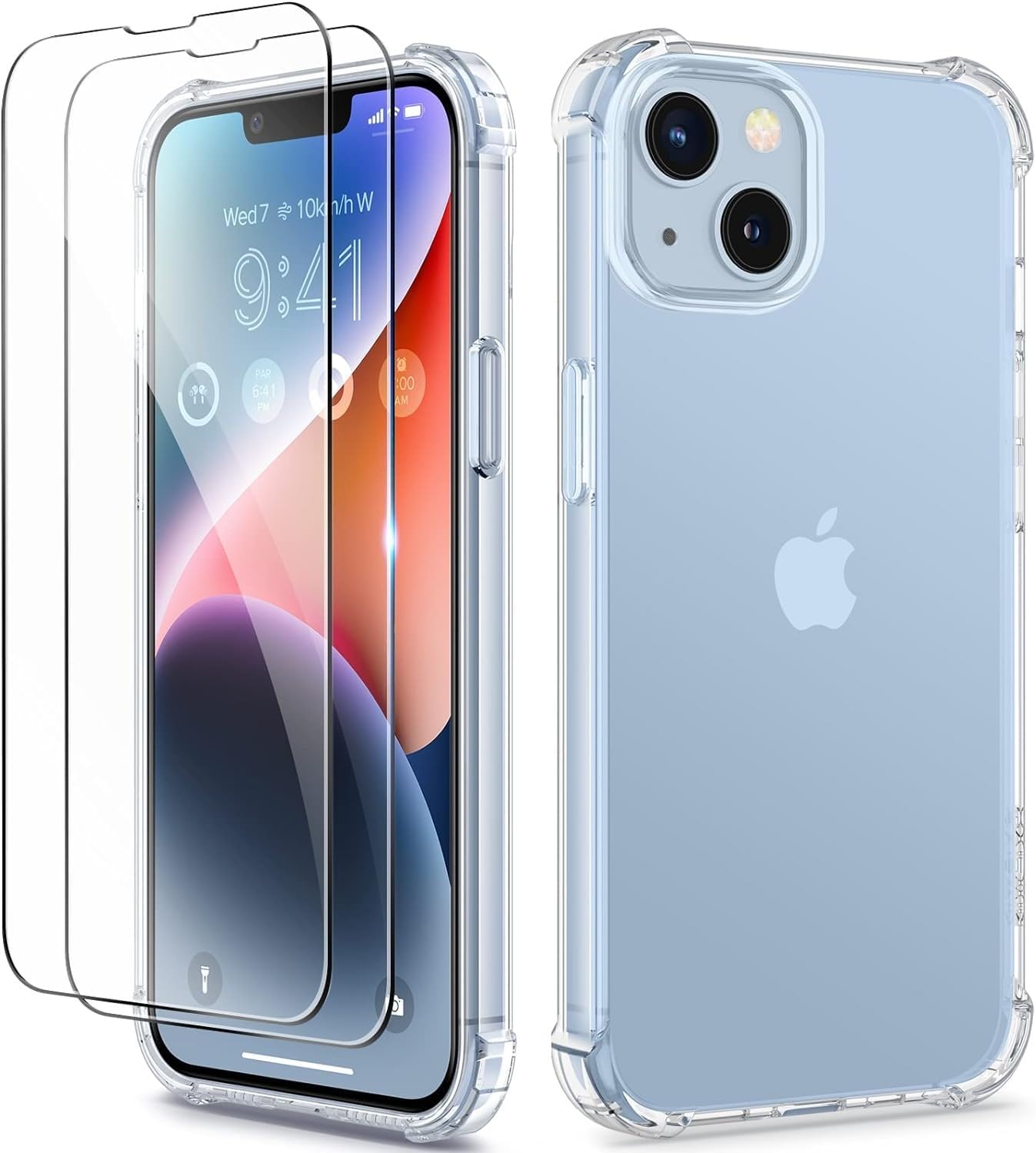 NWNK13 Clear Case for iPhone 14 / iPhone 13 Case with 2 Tempered Glass ...