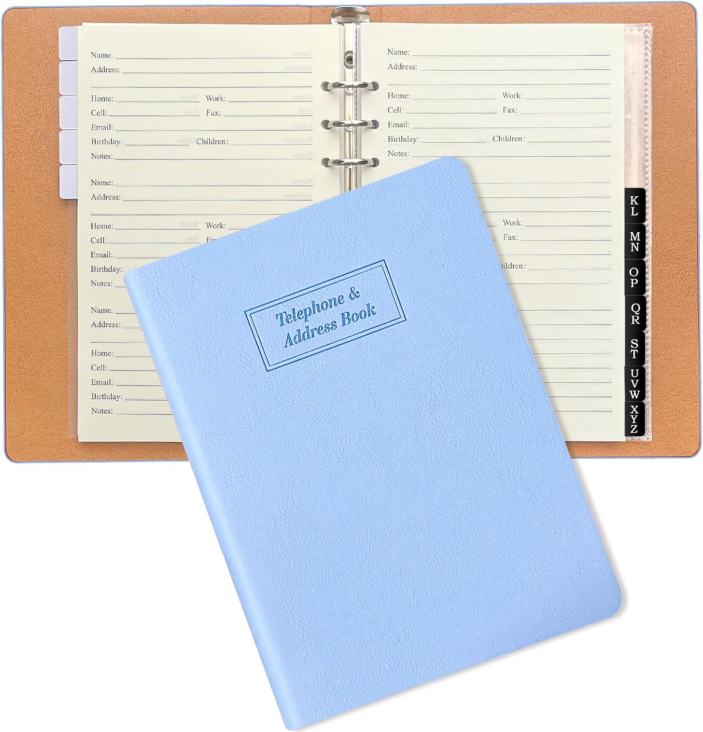 Amazon.com : Refillable Address Book with Alphabetical Tabs, Blue ...