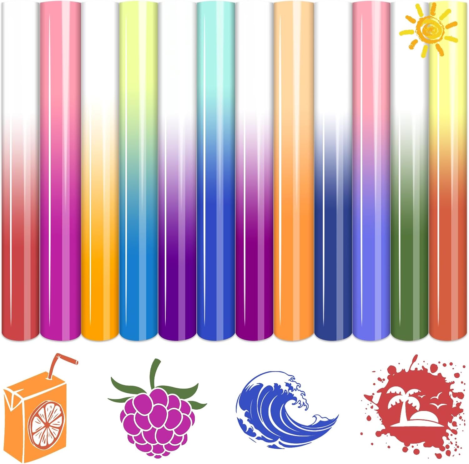 Tintnut Color Changing HTV Vinyl - 12 Sheets 12inch x 10inch UV Color ...