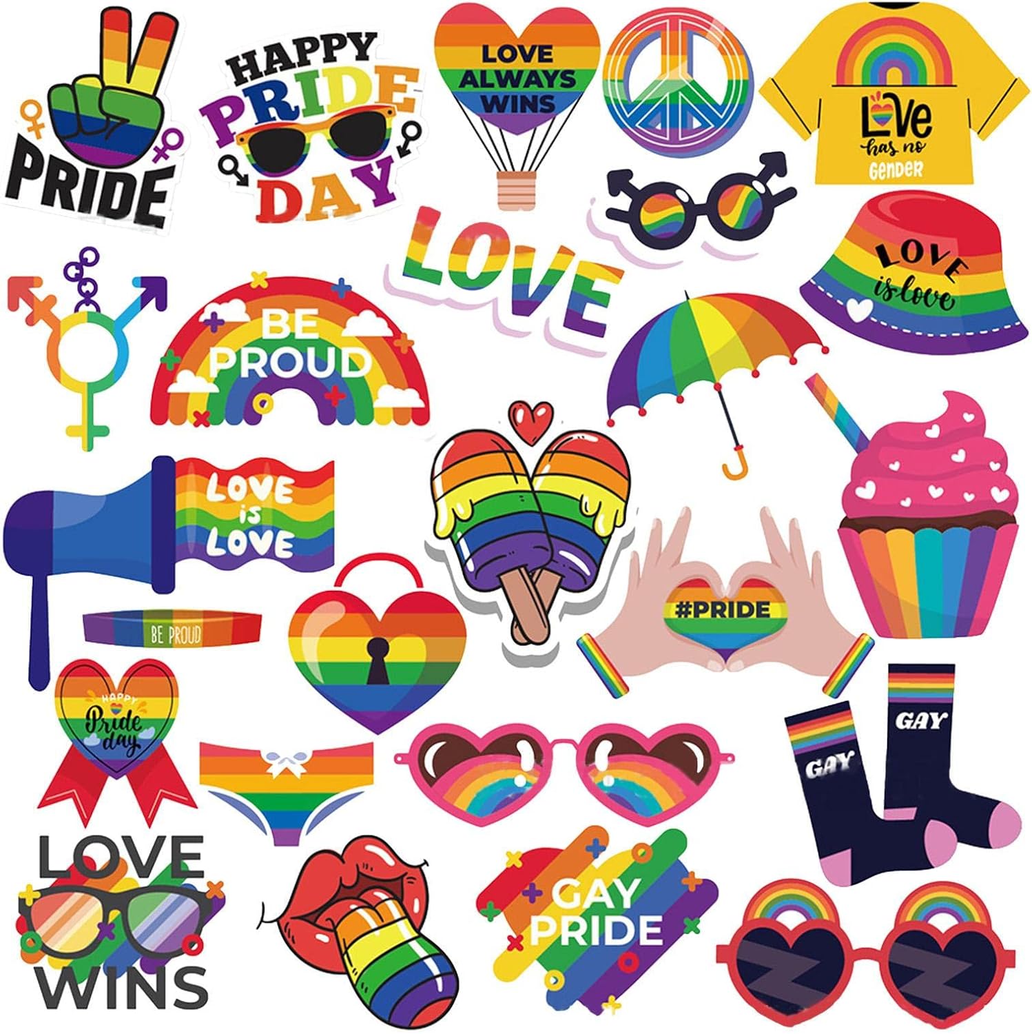 Pride Accessories | 25PCS Pride Cake Toppers | LGBTQ Pride Party ...