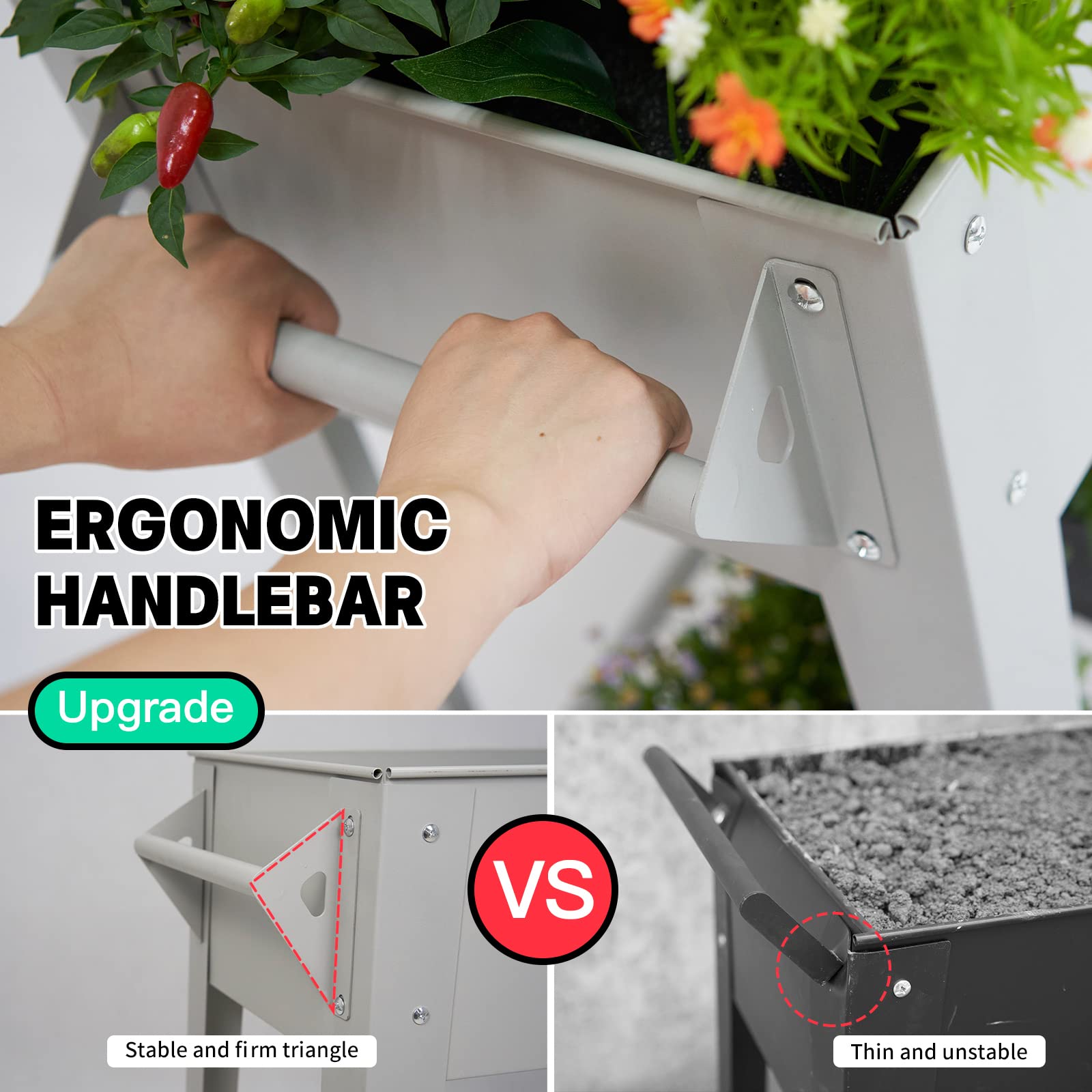 LEETOLLA Raised Garden Bed Outdoor Elevated Herb Planter Box Moveable ...