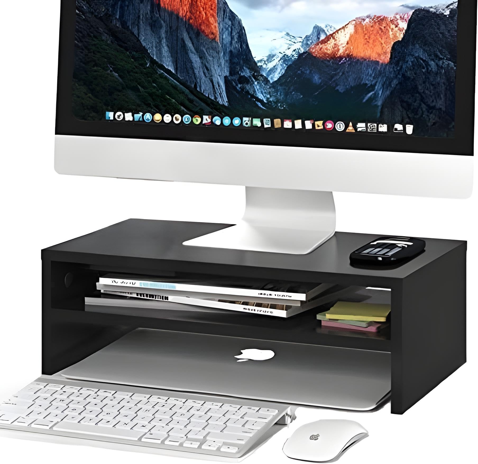 Dime Store Wooden Monitor Stand with Storage Organizer For Desk, Tables ...