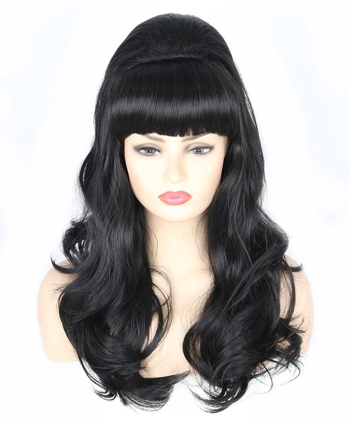 Amazon.com: Topcosplay Women Wigs Black Beehive Wigs Bouffant Wig Long ...