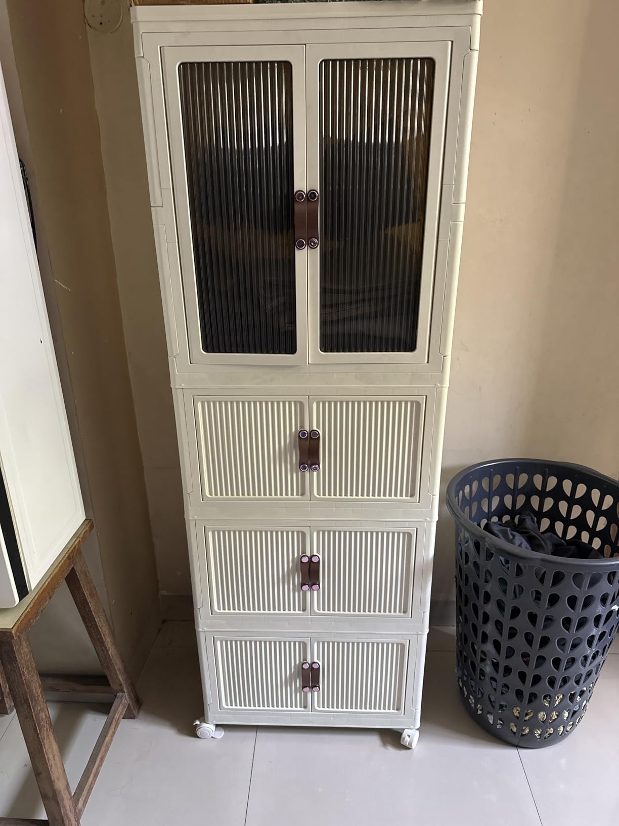 KIMANA Movable Foldable Plastic Cupboard for Storage |Plastic Wardrobe ...