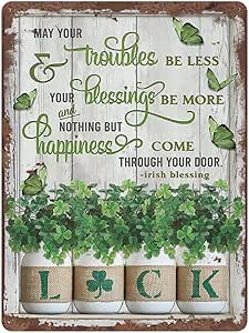 Amazon.com: Antique Metal Sign Irish Blessing - May You Troubles Be ...