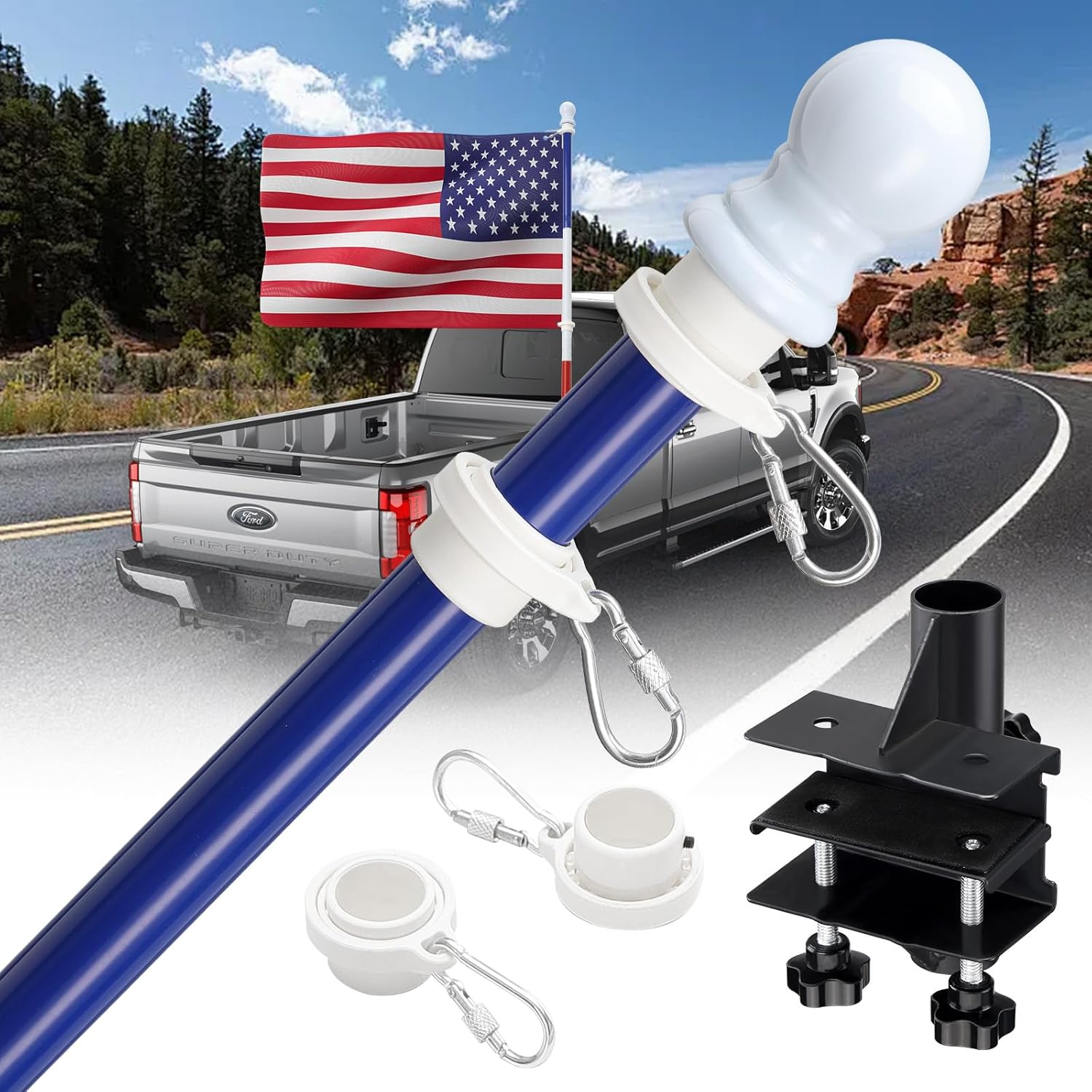Amazon.com : Truck Flag Pole with Mount for Truck Bed, 5ft Heavy Duty ...