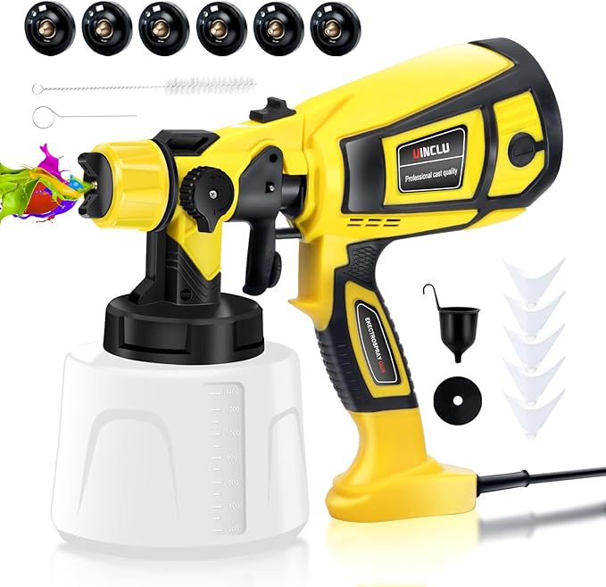 Amazon.com : Paint Sprayer, 750W Spray Gun with 1400ML Container, 6 ...
