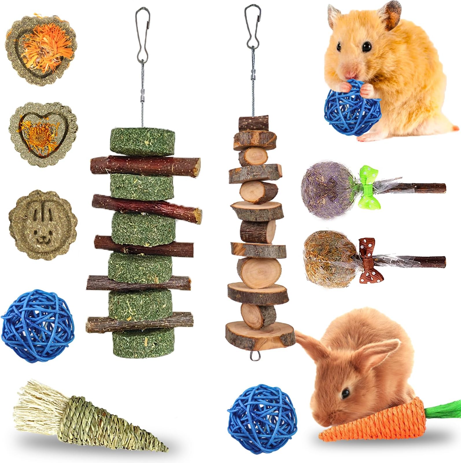 Amazon.com : Lacrima Rabbit Chew Toys 12PCS, Guinea Pig Toys, Bunny ...