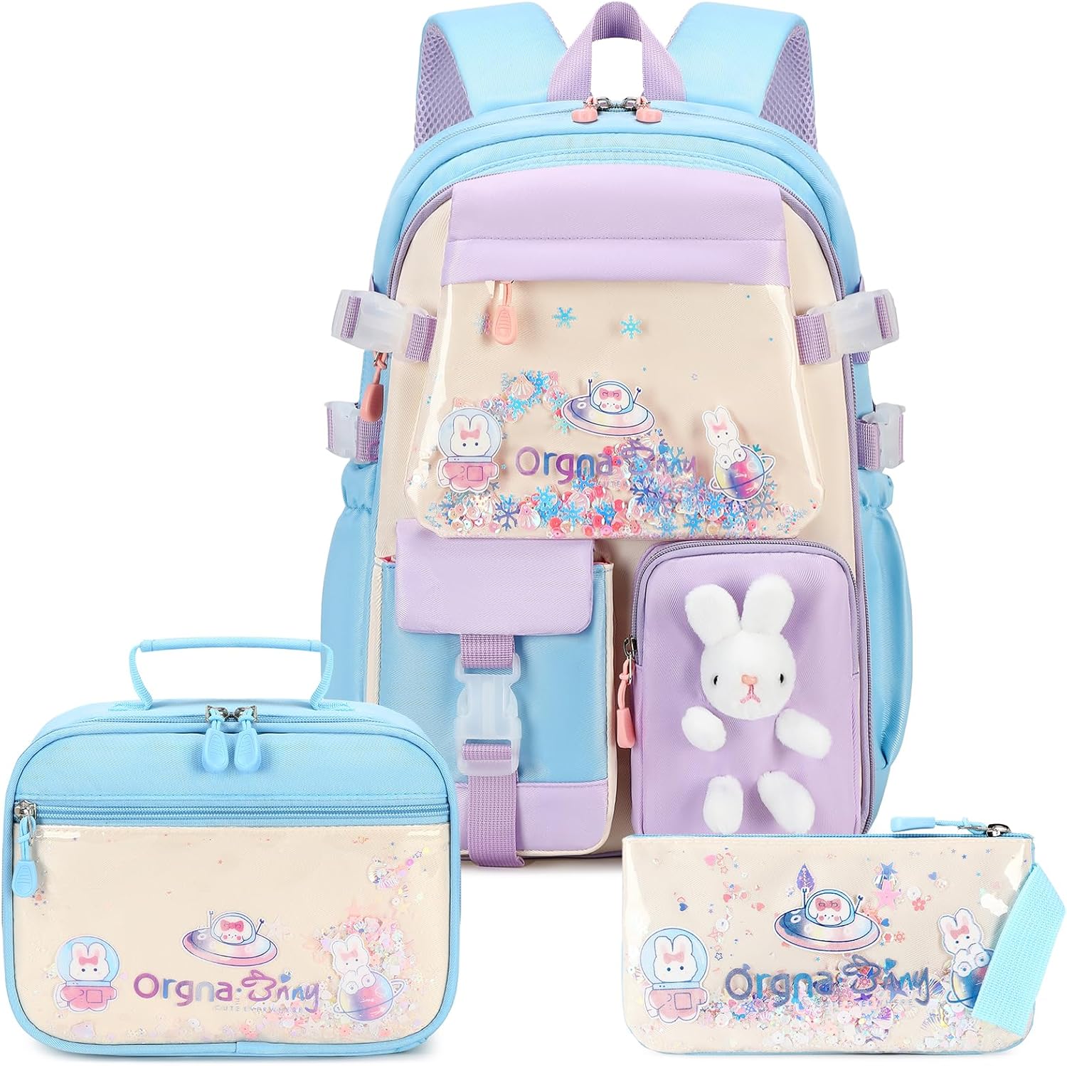 Amazon.com | GeeWin School Backpack Set for Girls, Kawaii Bunny Kids ...