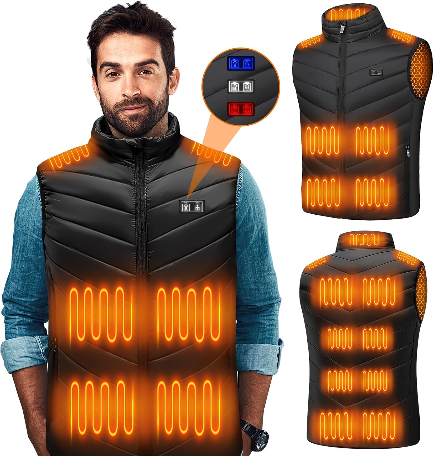 YUTGSMPO Men's Heated Vest, Lightweight USB Rechargeable Heated Vest ...