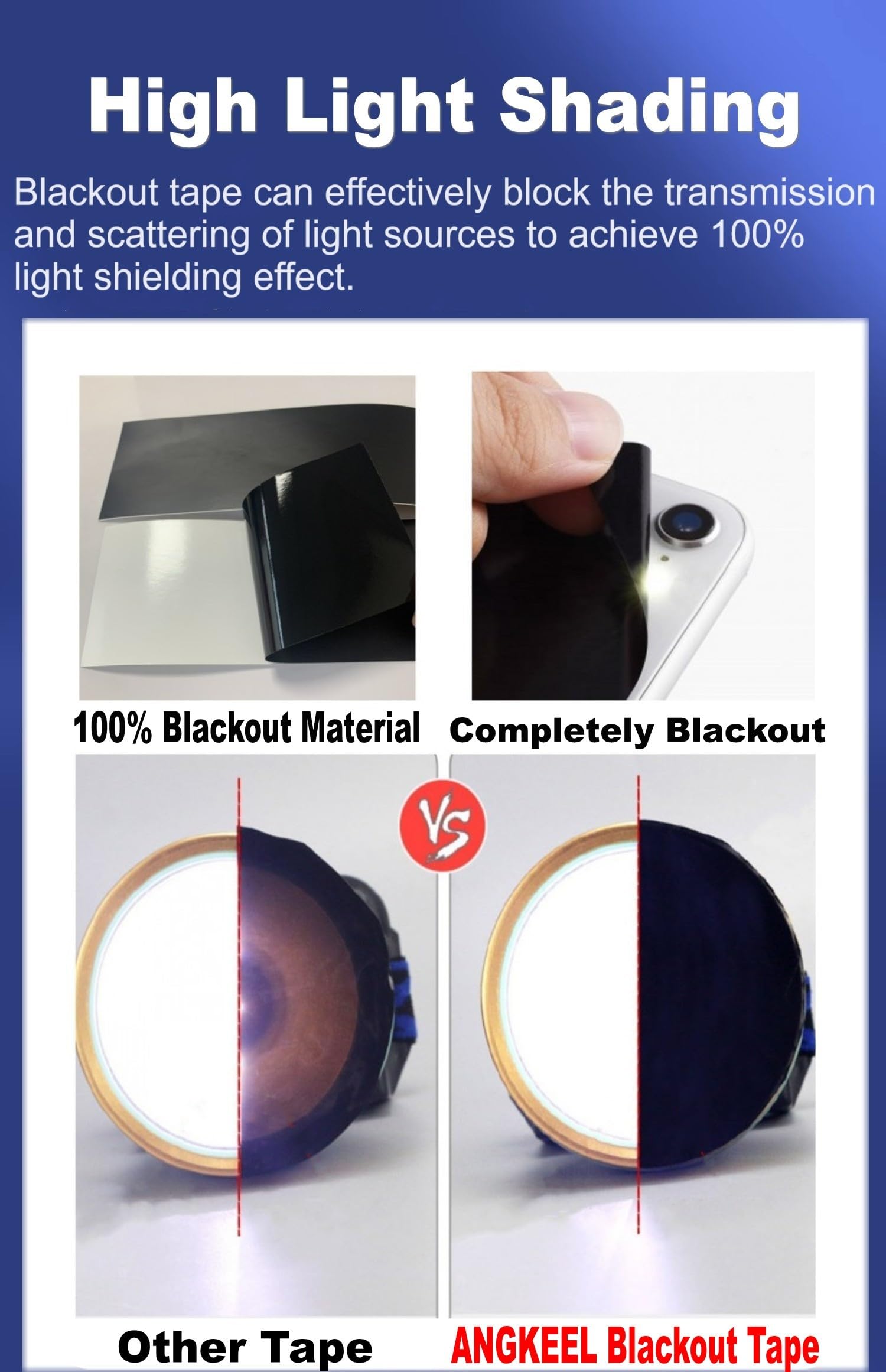 Snapklik.com : Blackout Tape 2inch X 66 Feet Light Blocking Sticker 100 ...