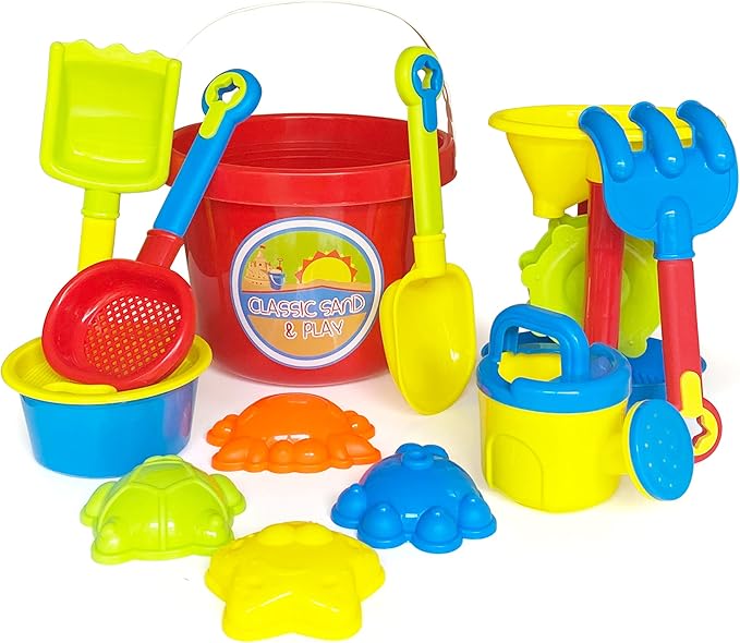 Amazon.com: CLASSIC SAND & PLAY Sandcastle Beach Toys for Kids, 12 Pc ...
