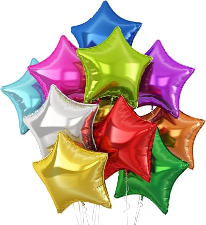 Amazon.com: GRESATEK Colorful Foil Star Balloons,10Pcs Mixed Colors ...