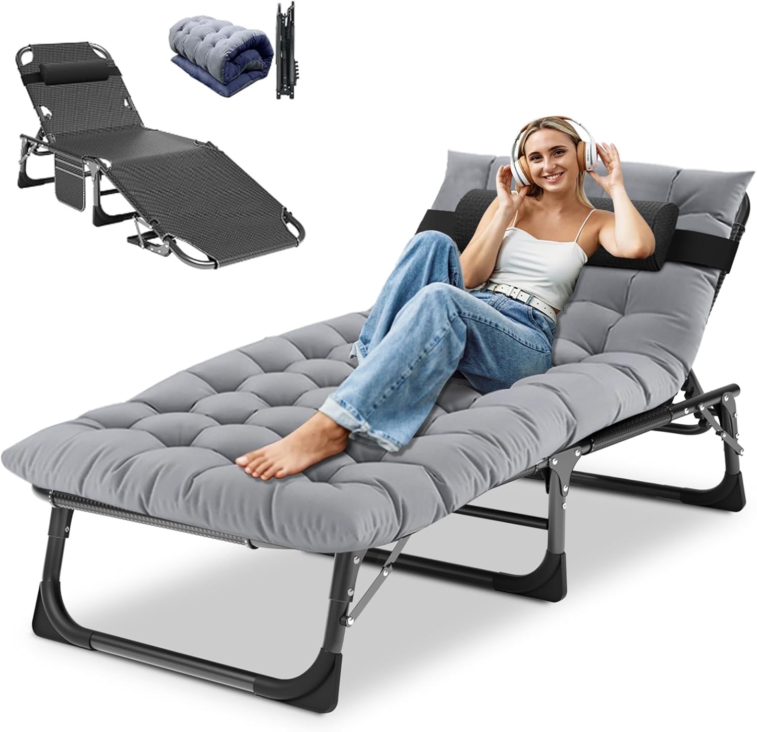 Amazon.com : DoCred Heavy Duty Chaise Lounge Chair, Adjustable 5 ...