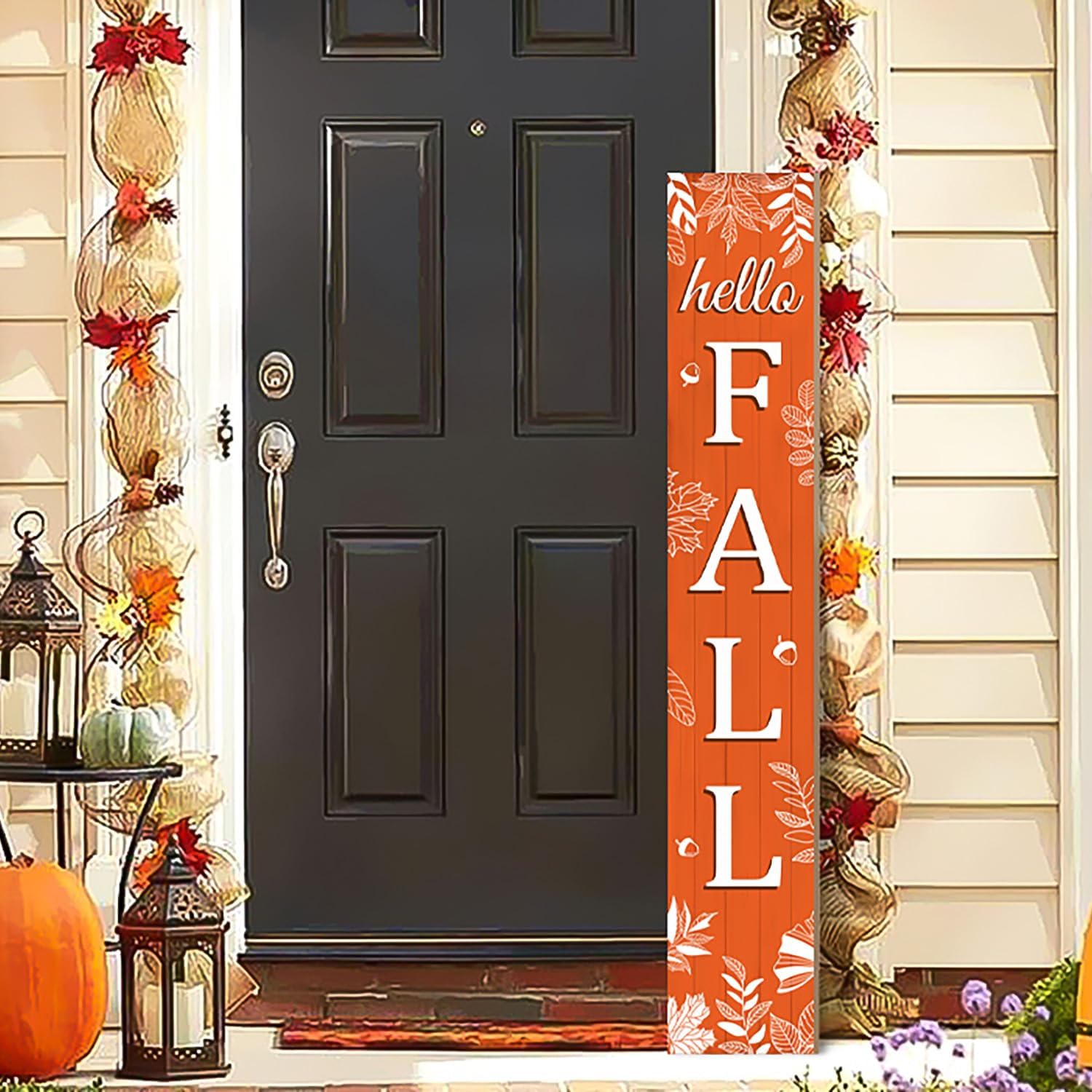Amazon.com: Hello Fall Porch Sign Autumn Leaves Wooden Welcome Sign ...