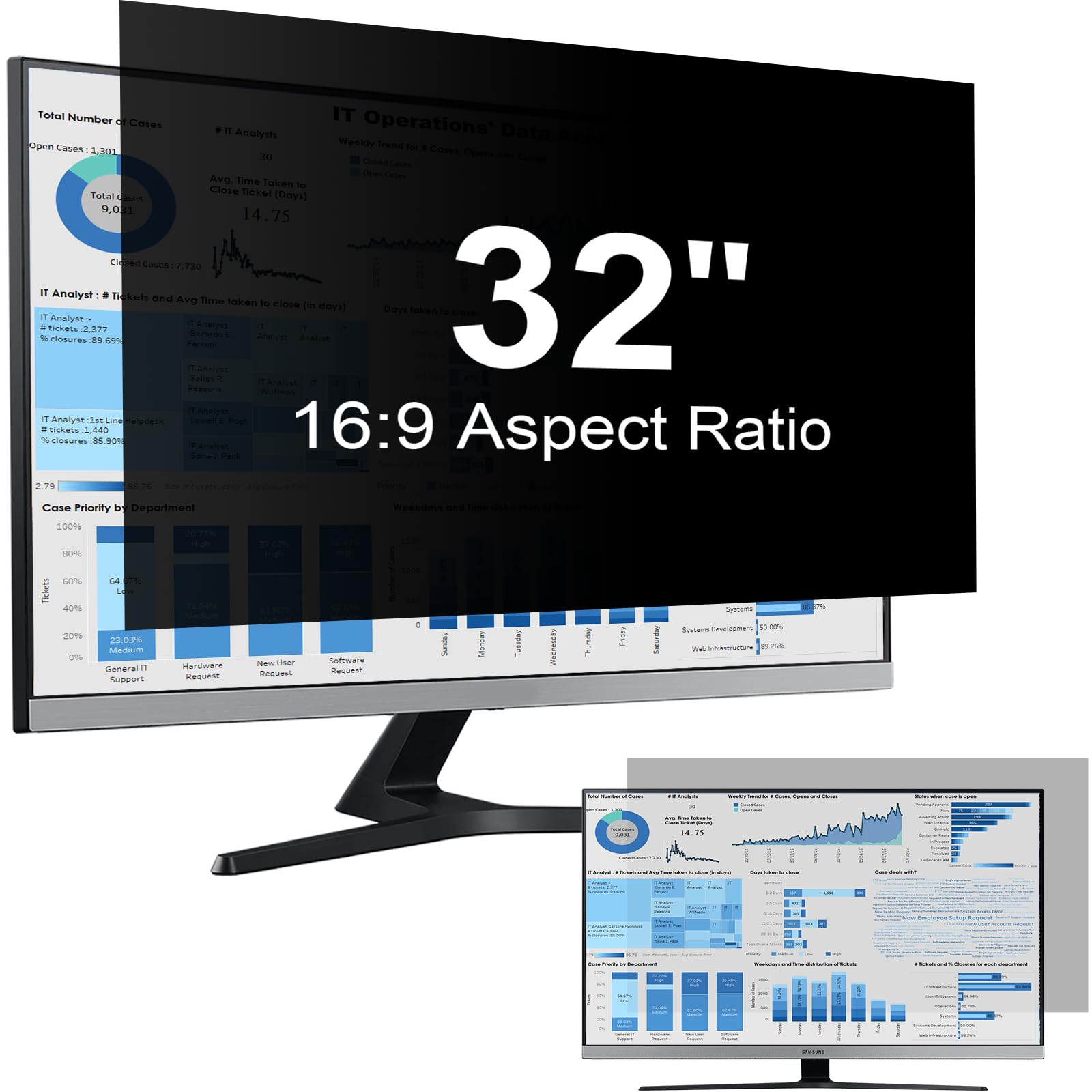 Amazon.com: 32 Inch Computer Privacy Screen Filter for 16:9 Aspect ...