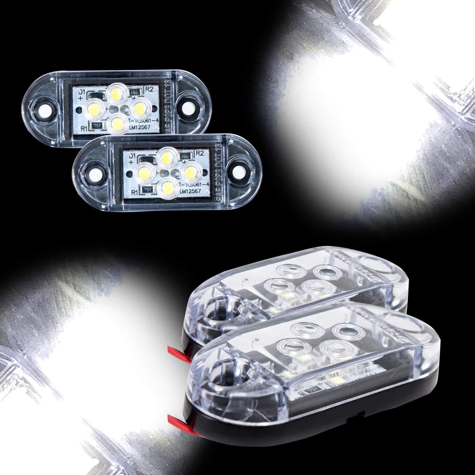 AB Tools Mini Front Marker Light for Trailer, Caravan White Clear Lamp ...