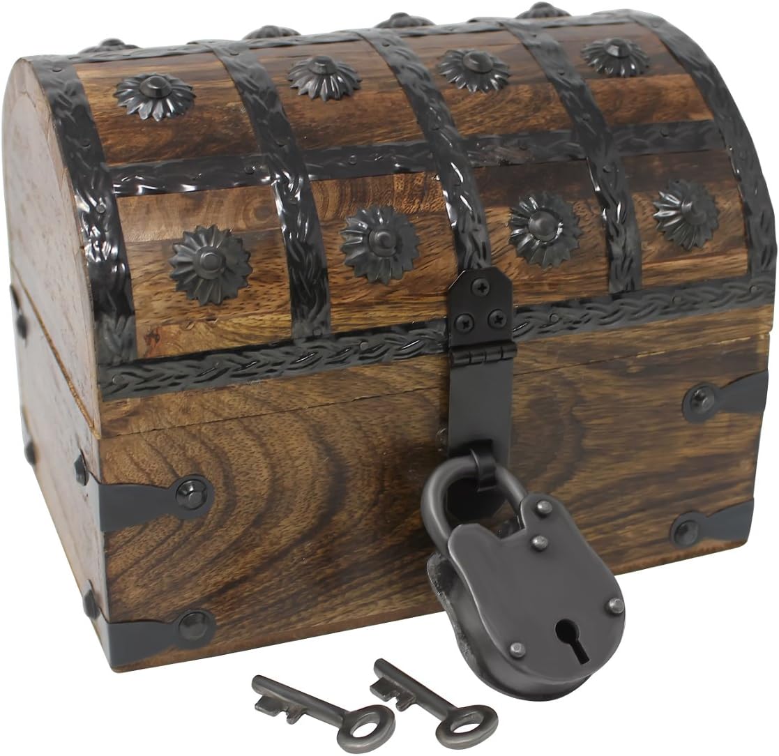 Amazon.com: Sewroro Small Wooden Treasure Chest Boxes Retro Treasure ...