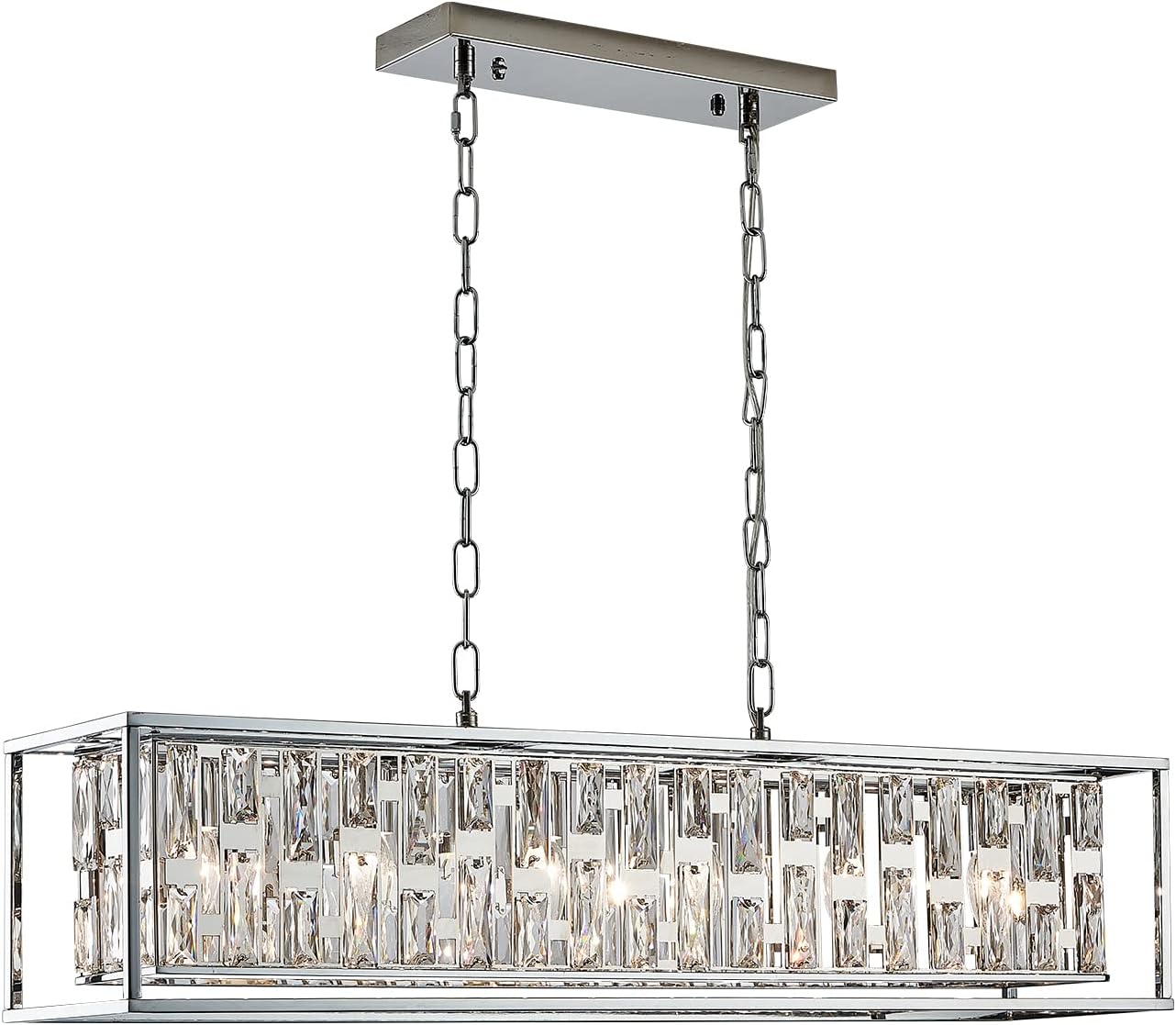 CROSSIO Modern Rectangle Chandelier Luxury Crystal Rectangular Pendant ...