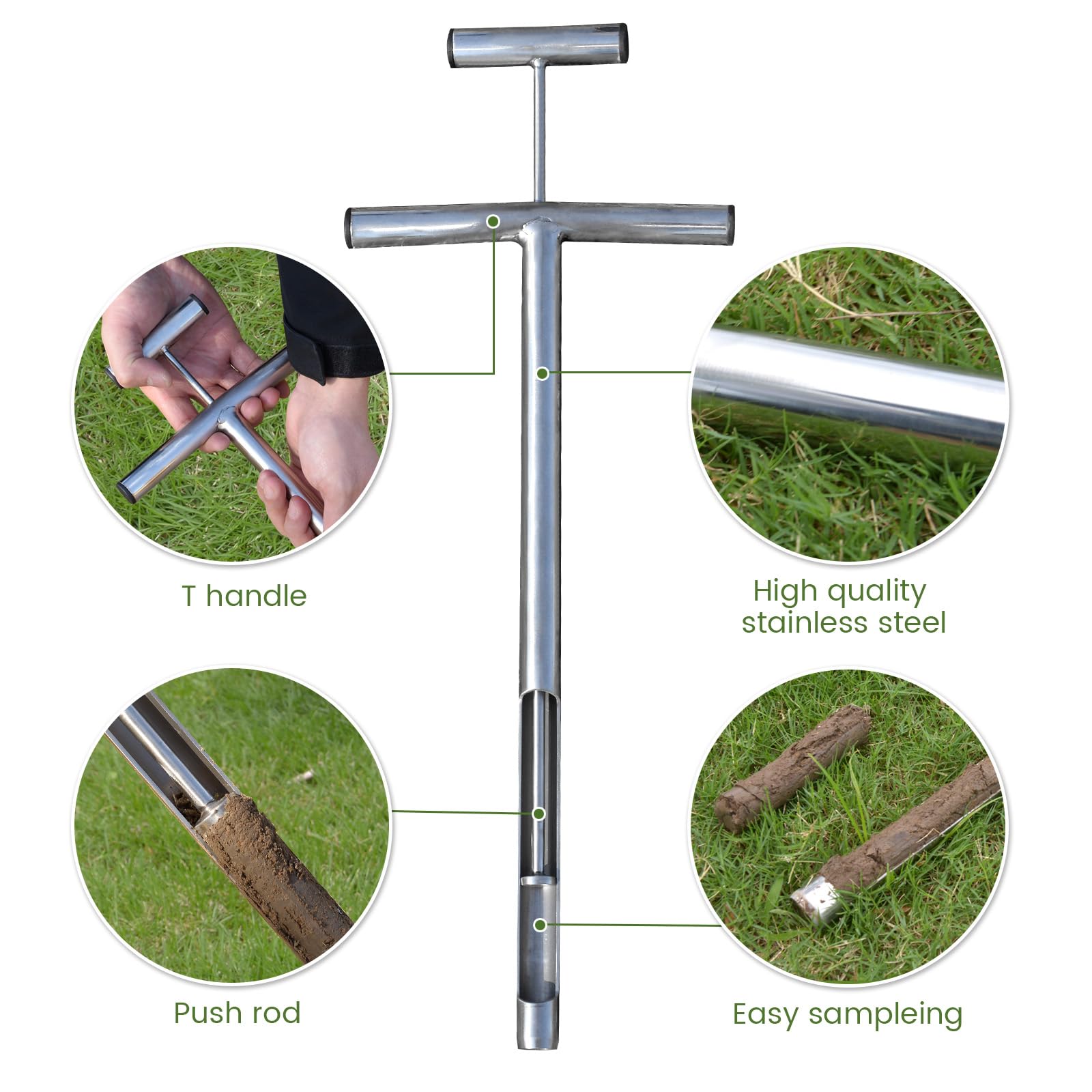 Lawn Garden Soil Tester Probe 42 Inch Soil Sampler Probe | Stainless ...