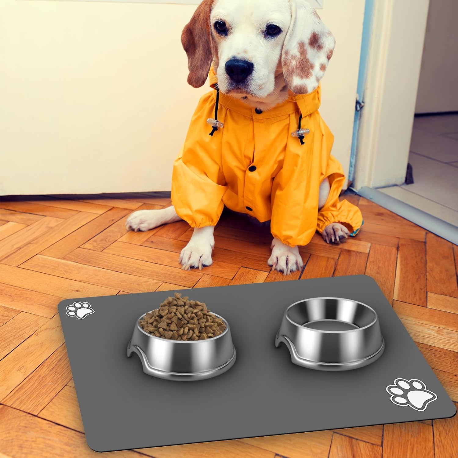 Amazon.com : Pet Feeding Mat-Absorbent Dog Mat for Food and Water Bowl ...