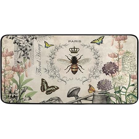 Amazon.com: Vintage French Bee Garden Kitchen Rugs Cushioned Anti ...