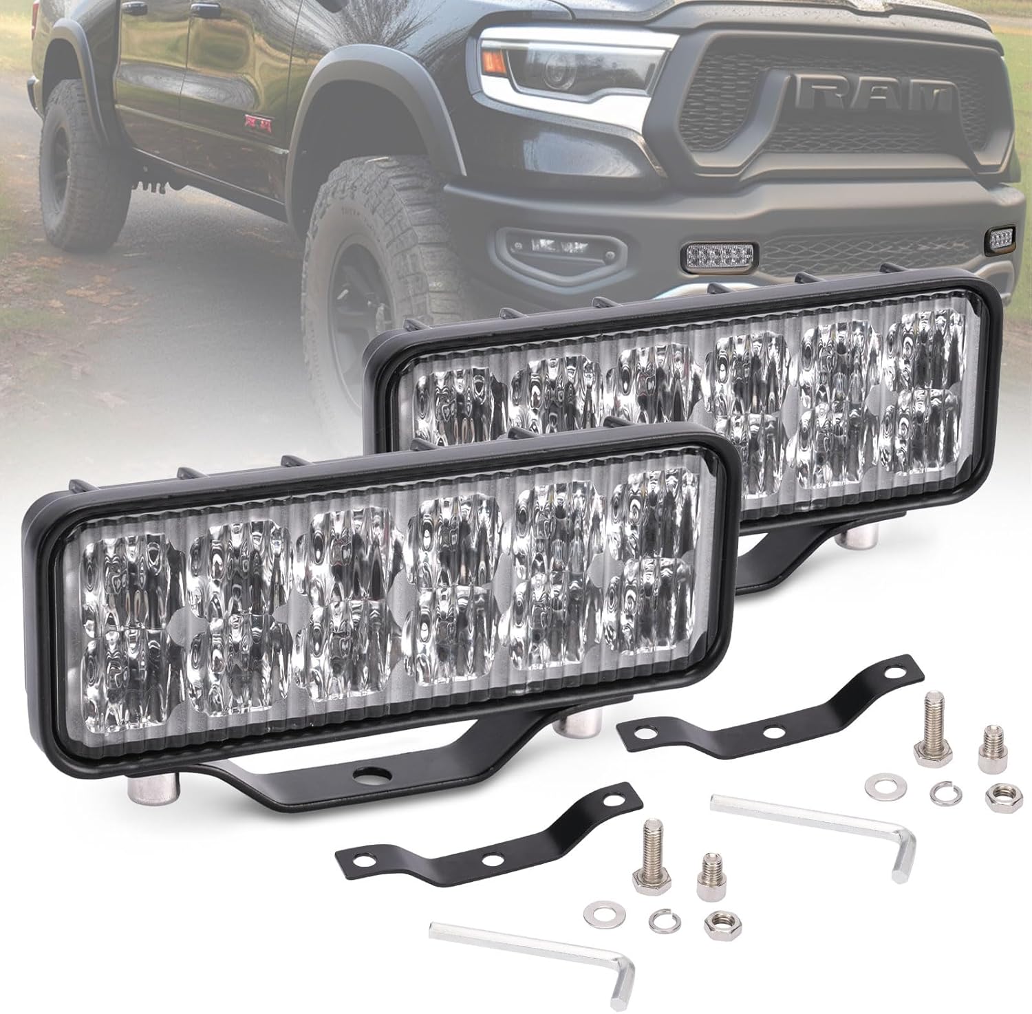 Amazon.com: JIEPENG 6 inch LED Light Bar 2PCS 120W 8000Lm Off Road LED ...