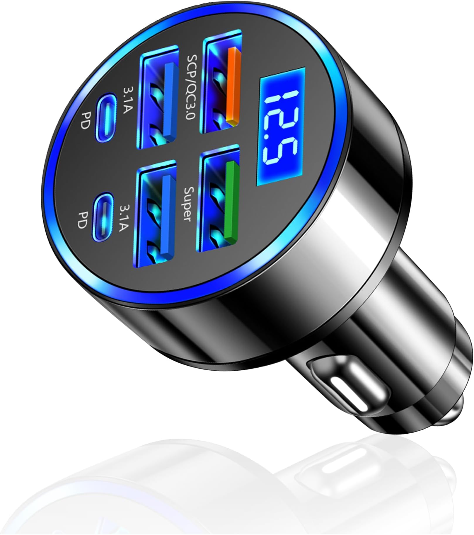 Amazon.com: 6 Port Fast USB Car Charger (PD+QC3.0),Cigarette Lighter ...