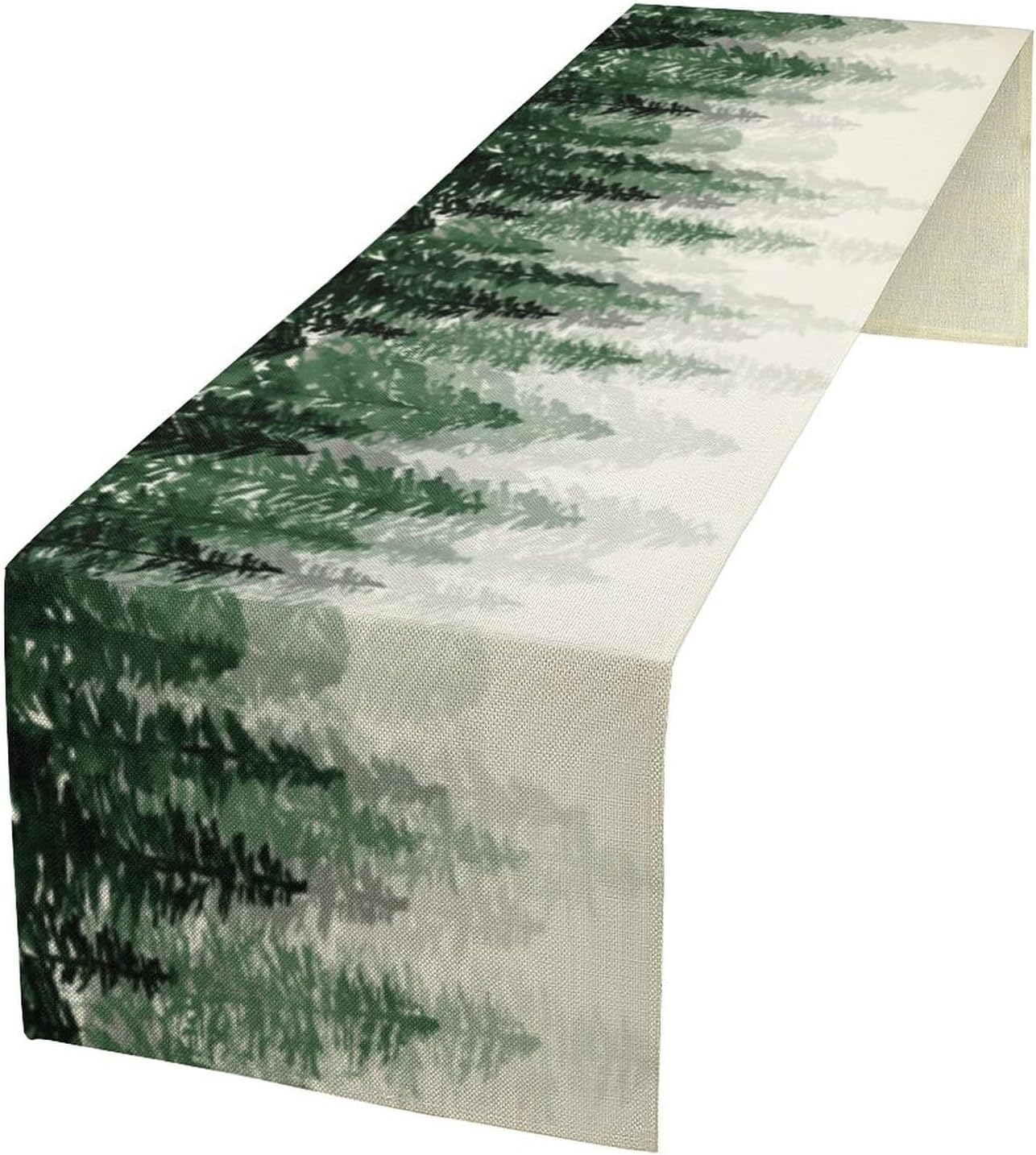 Amazon.com: Green Forest Pine Trees Table Runner, Woodland Tabletop ...