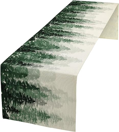 Amazon.com: Green Forest Pine Trees Table Runner, Woodland Tabletop ...