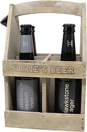 Personalised Engraved Wooden Bottle Carrier with Bottle Opener & 4 ...