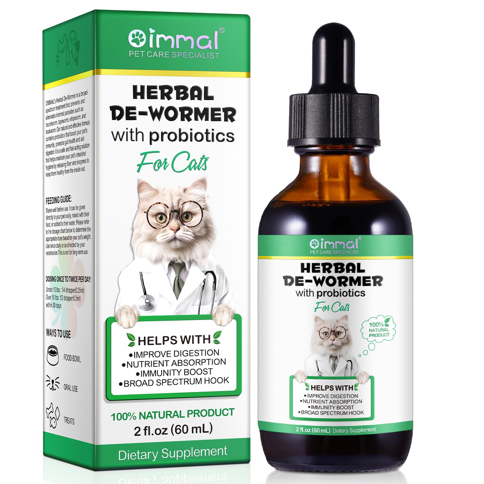 60ml Cat Wormer Liquid, Natural Liquid Wormer forCats, Intestinal Tract ...