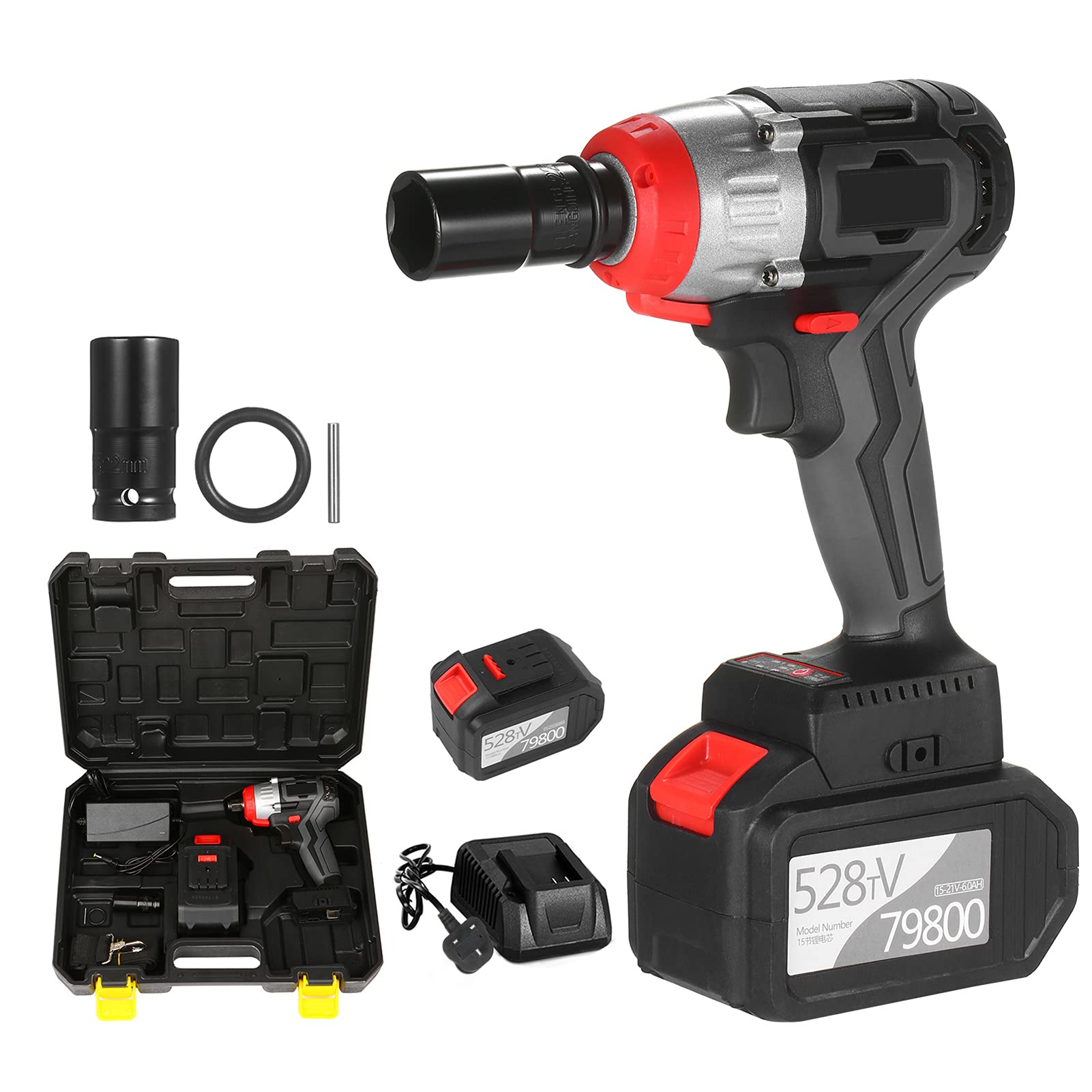 Buy yosunl Cordless Impact Wrench 980Nm Torque Brushless Motor with 1/2 ...